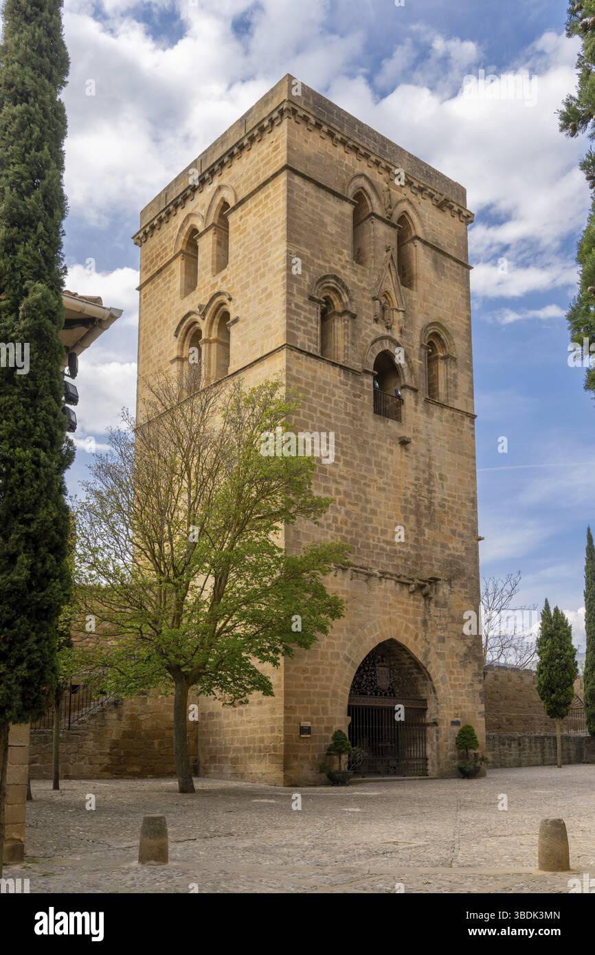 Laguardia, Spain - 26, April, 2022: view of the Torre Abacial tower in ...
