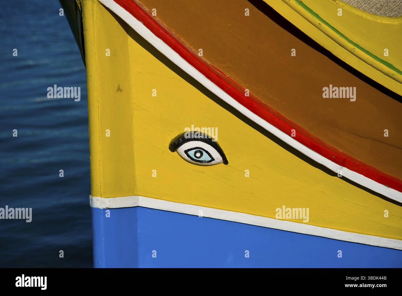 Bow, Eye of Osiris, detail of typical Maltese fishing boat, fishing ...