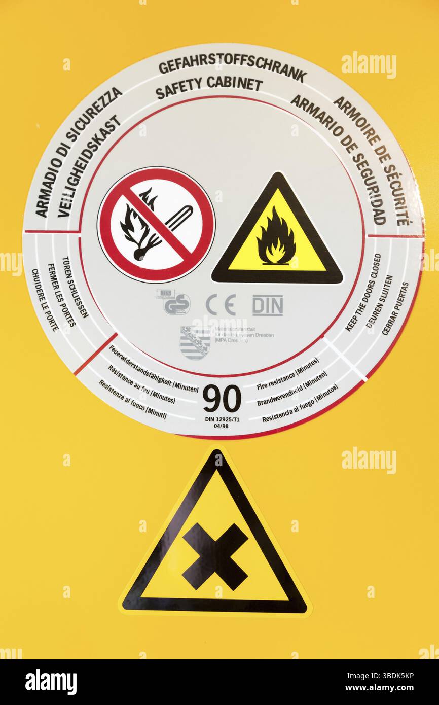 Sticker on safety cabinet hi-res stock photography and images - Alamy