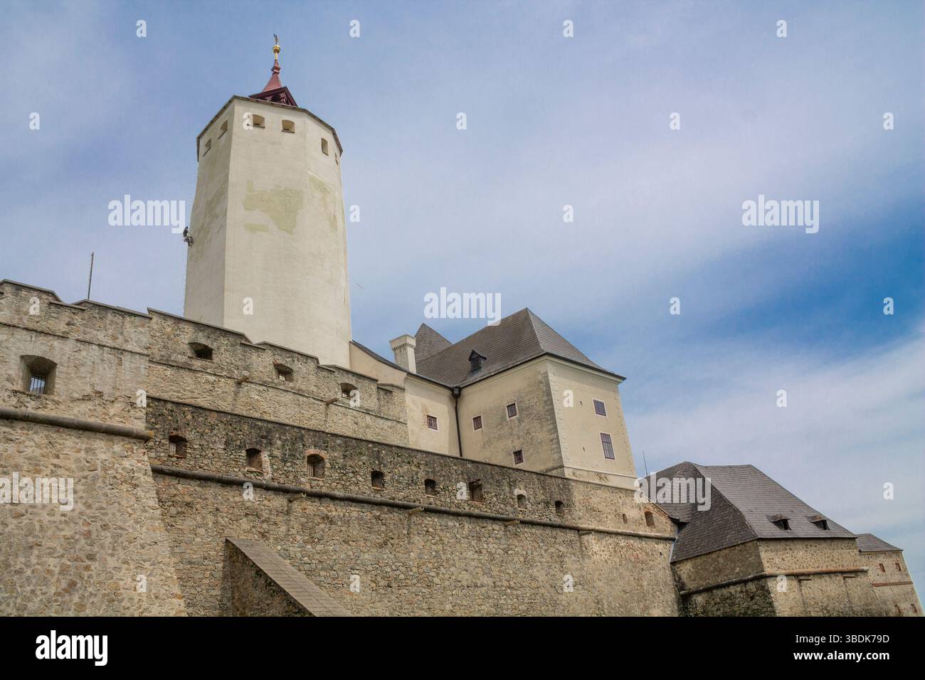 Burg castle with towers and fortifications in Austria. Medieval castle ...