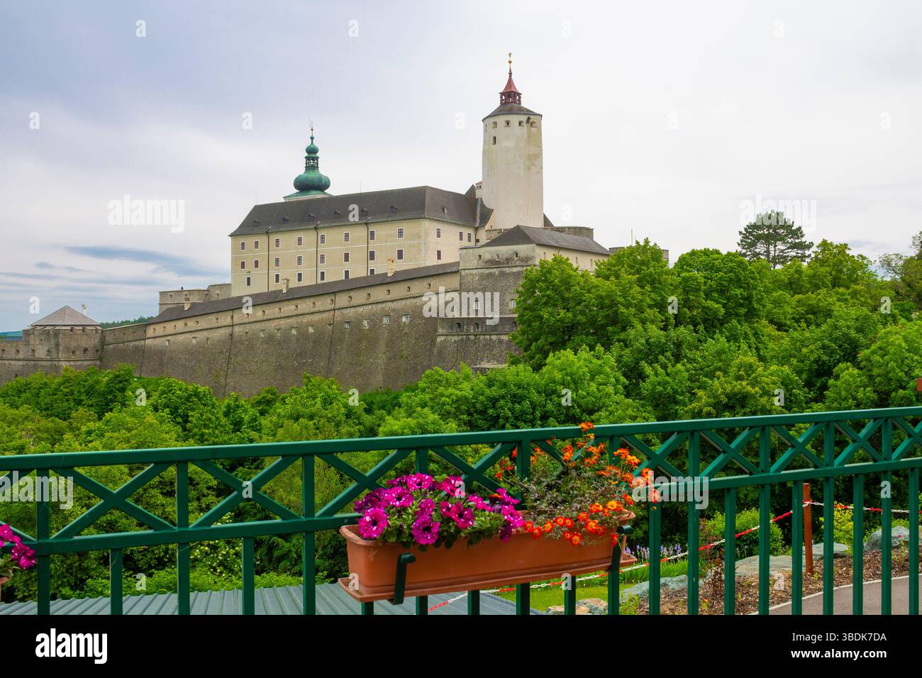 Burg castle with towers and fortifications in Austria. Medieval castle ...