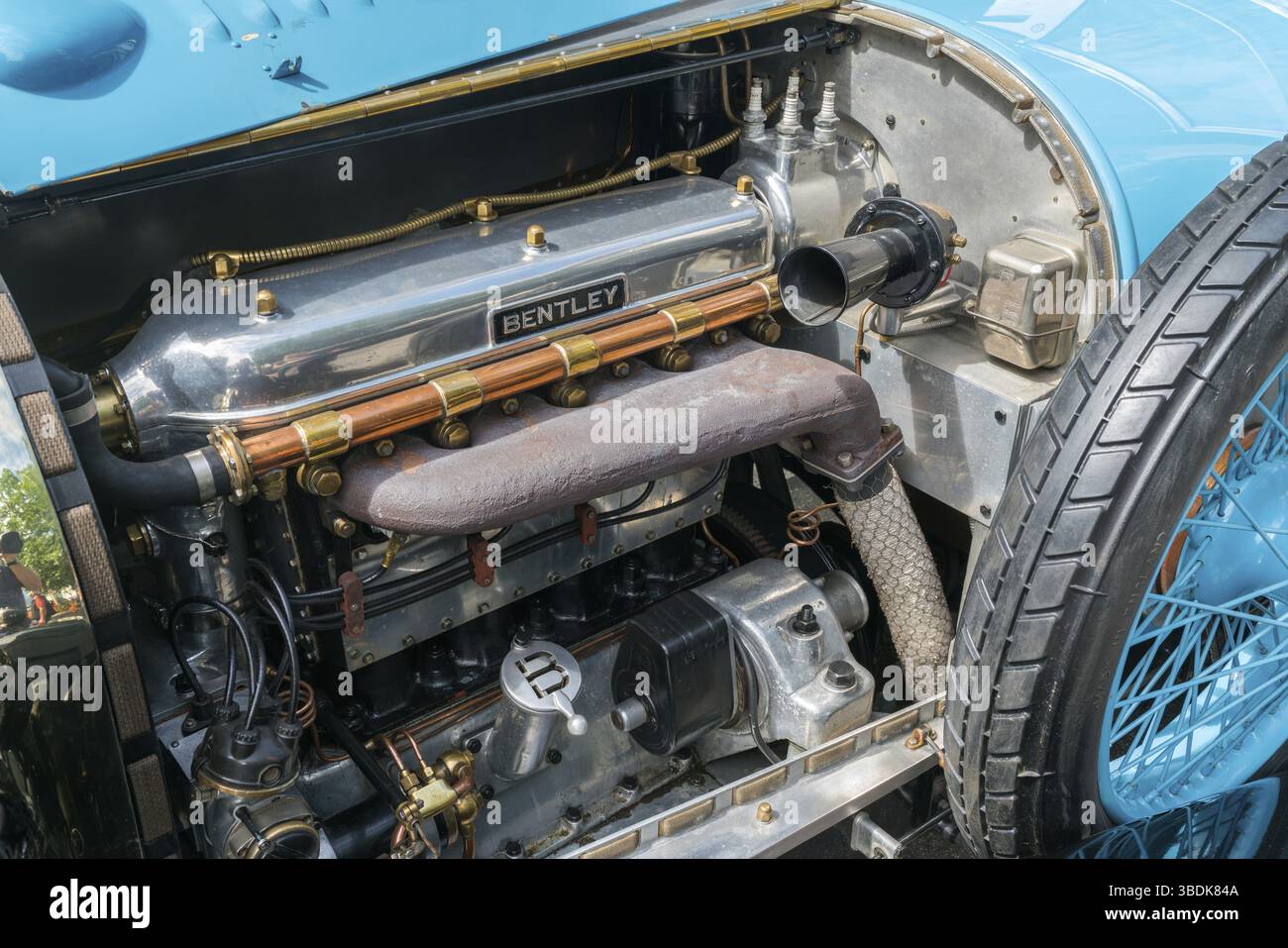 Switzerland - 23 June, 2019: engine block of an old timer classic ...
