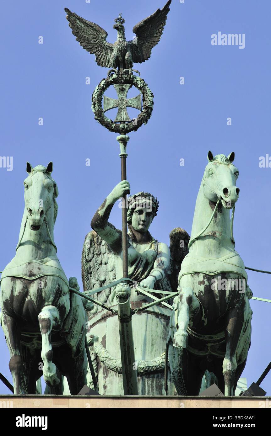 The Brandenburg Gate is crowned by a copper sculpture about five metres ...