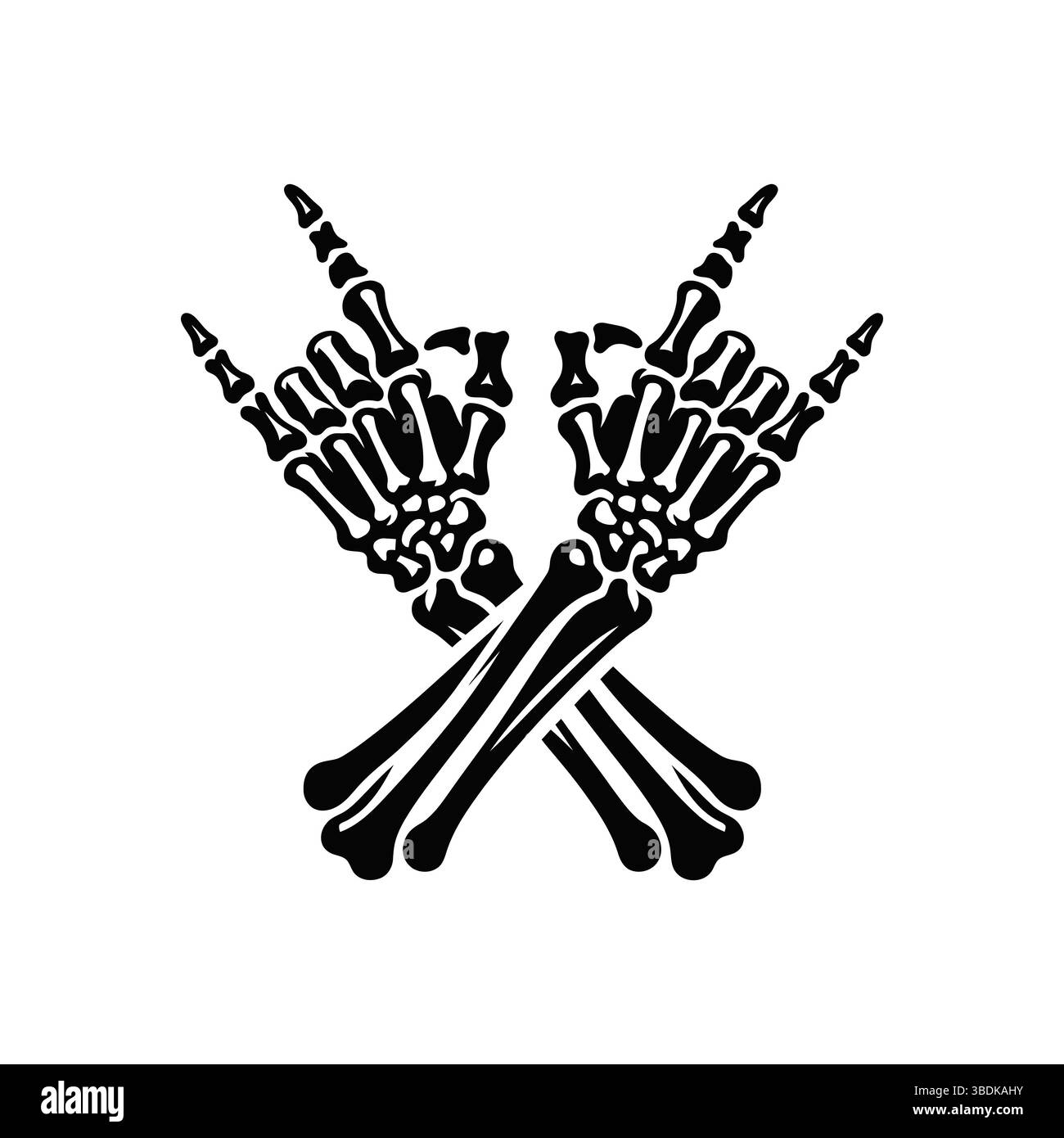 Crossed Skeleton Hands Rock On Gesture Vector Silhouette Two Bony Arms ...