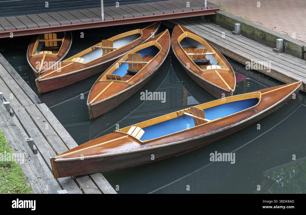 A view of typical open kayaks used on the channels and rivers in the ...