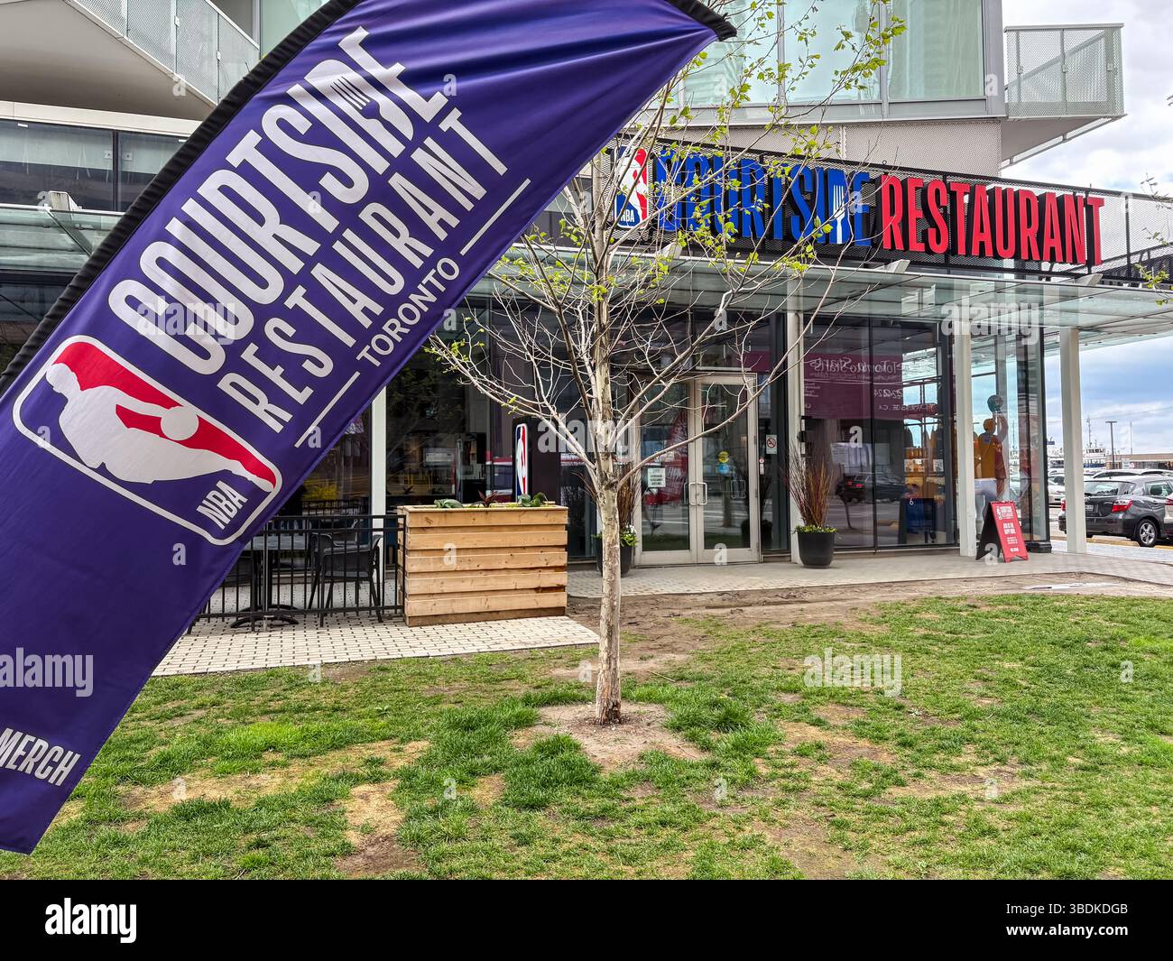 Courtside Restaurant. Exterior view of the NBA themed restaurant ...
