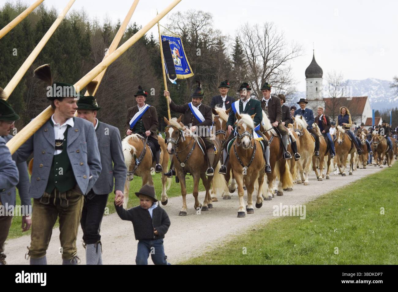 Horse pilgrimage to St. George's Chapel, Penzberg, Upper Bavaria ...