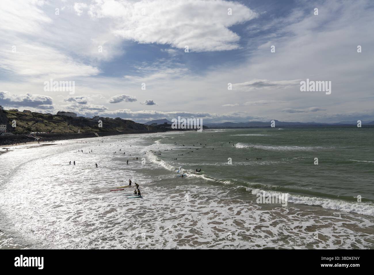 many surfers on the Plage de la Cote Basque Beach in Biarritz Stock ...