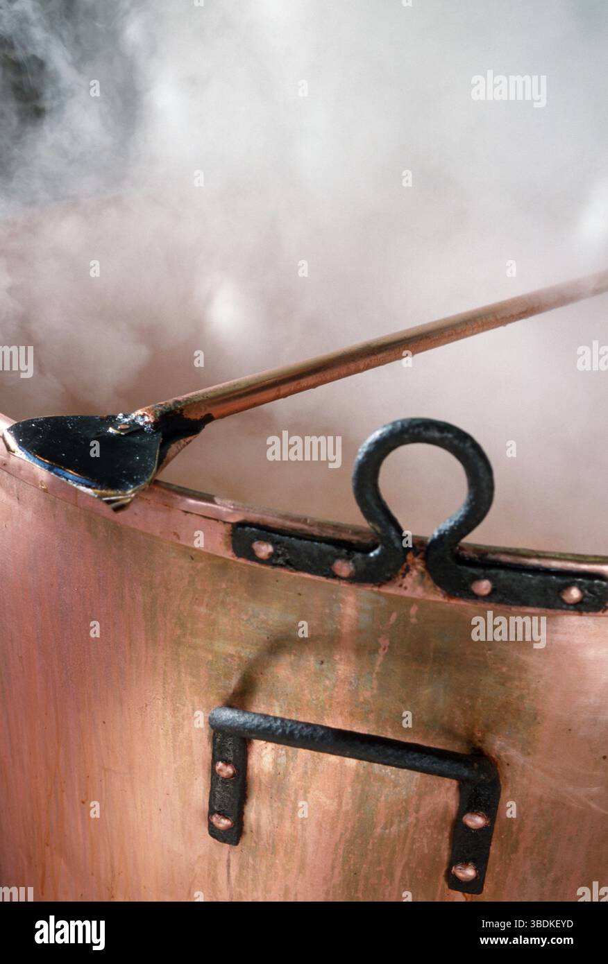 Production of molasses from fruits in cauldron, Belgium, Production of ...