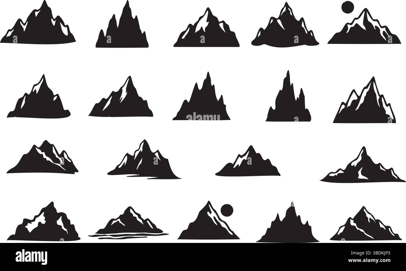 Mountains icon vector set Hike, travel illustration sign collection ...