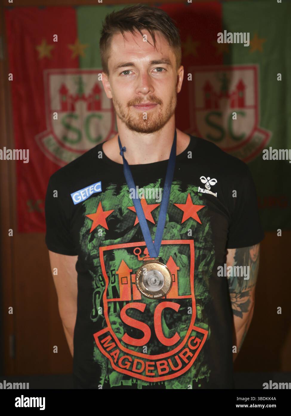 Danish handball player Michael Damgaard SC Magdeburg in the German ...