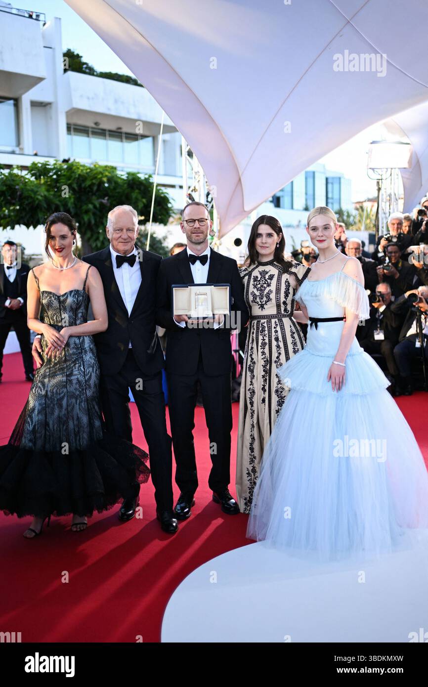 Renate Reinsve, Stellan Skarsgard, Joachim Trier, Inga Ibsdotter Lilleaas and Elle Fanning pose ...