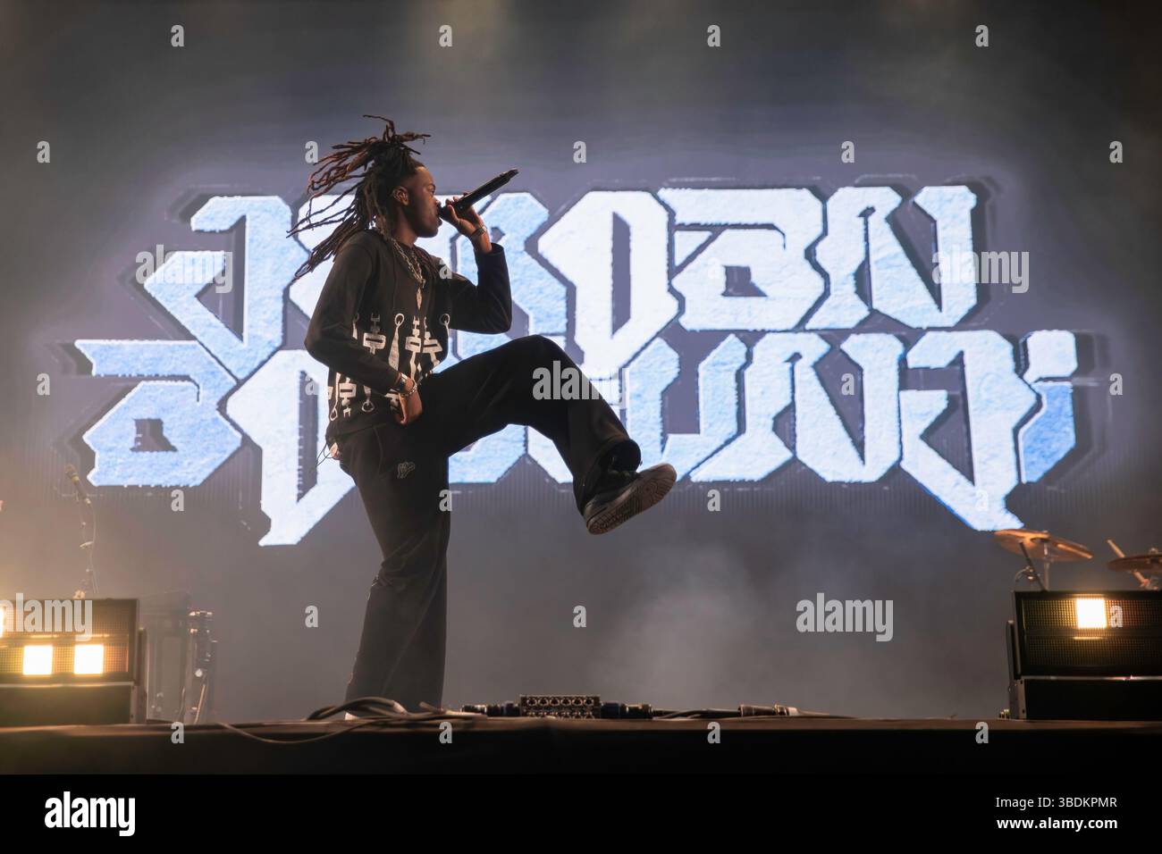 Liverpool, England, 24th May, 2025. Jordan Adetunji playing the Radio 1 New Music Stage at BBC ...