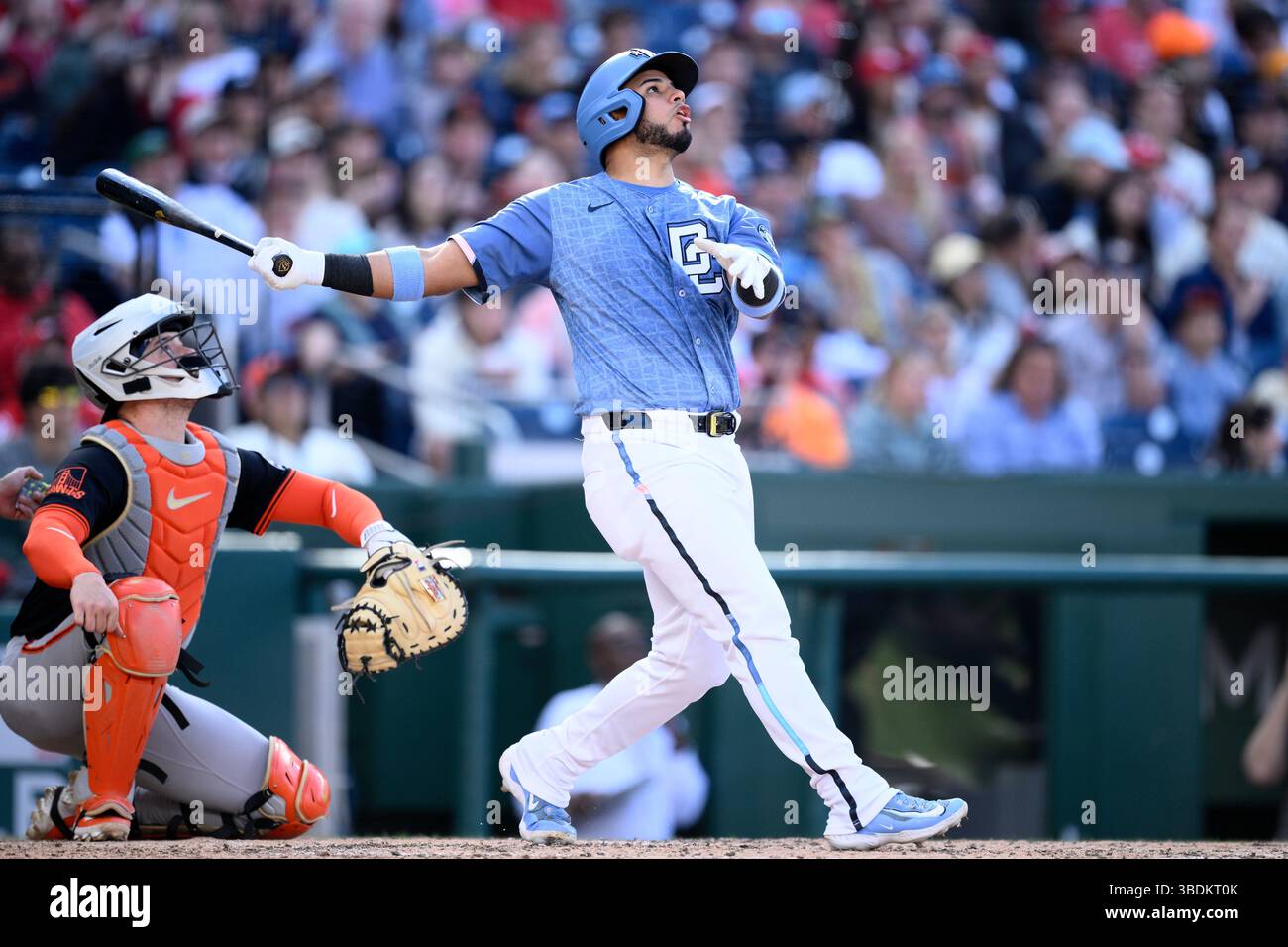 Washington Nationals' Keibert Ruiz in action during a baseball game ...