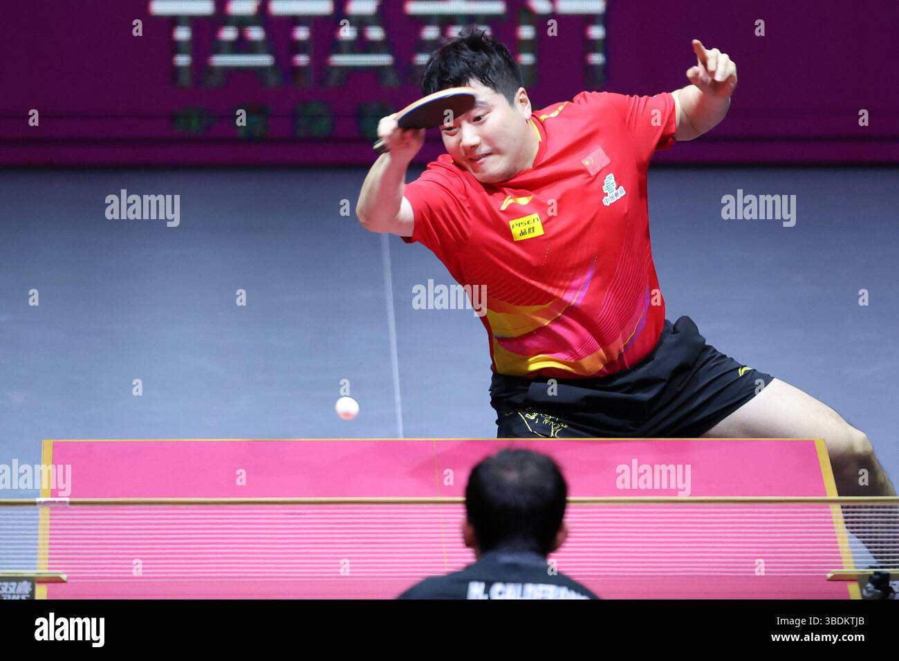 Doha, Qatar. 24th May, 2025. Liang Jingkun hits a return during the men ...