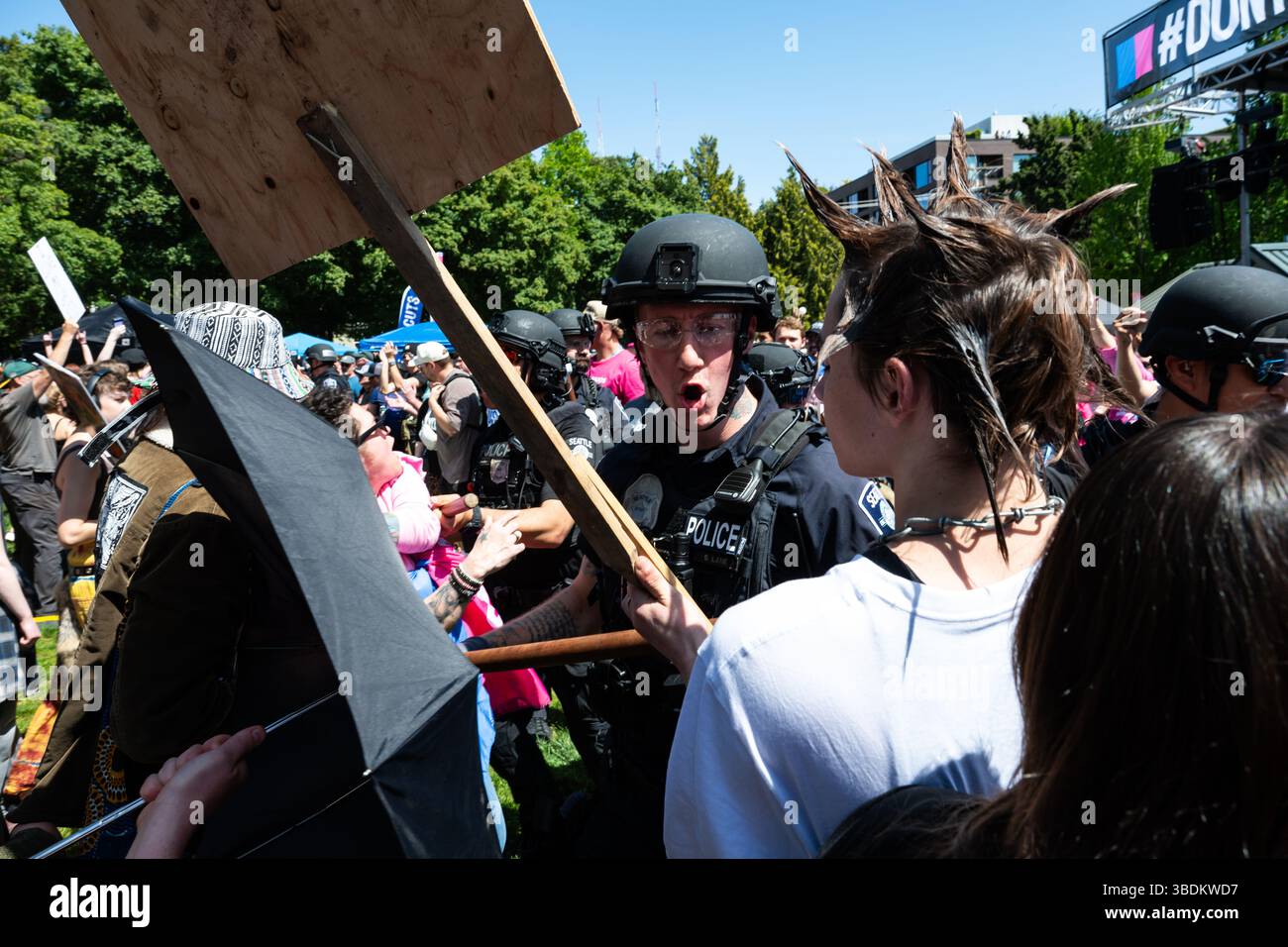 Seattle, USA. 24th May 2025. The Mayday USA Don’t Mess With Our Kid’s ...