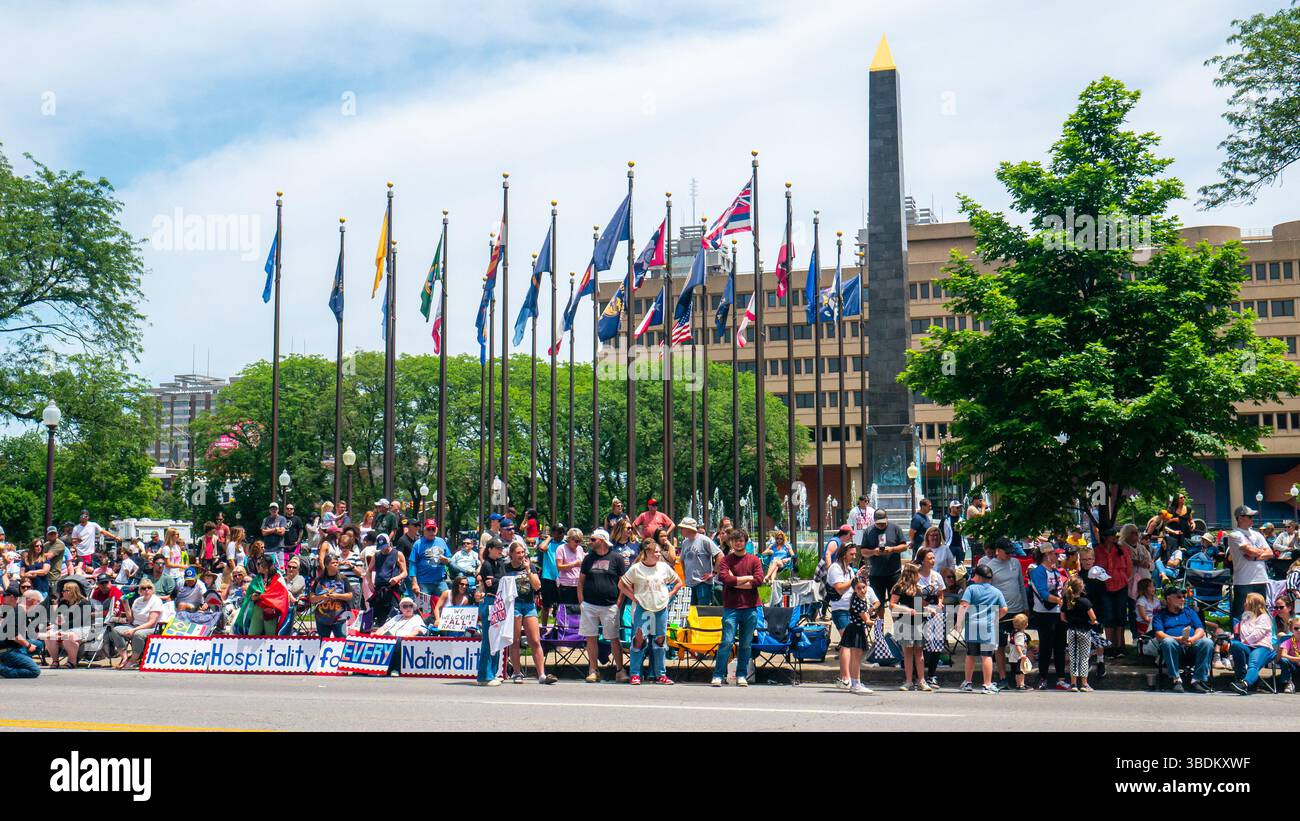 Indianapolis, USA. 24th May, 2025. Crowds of spectators watching the ...