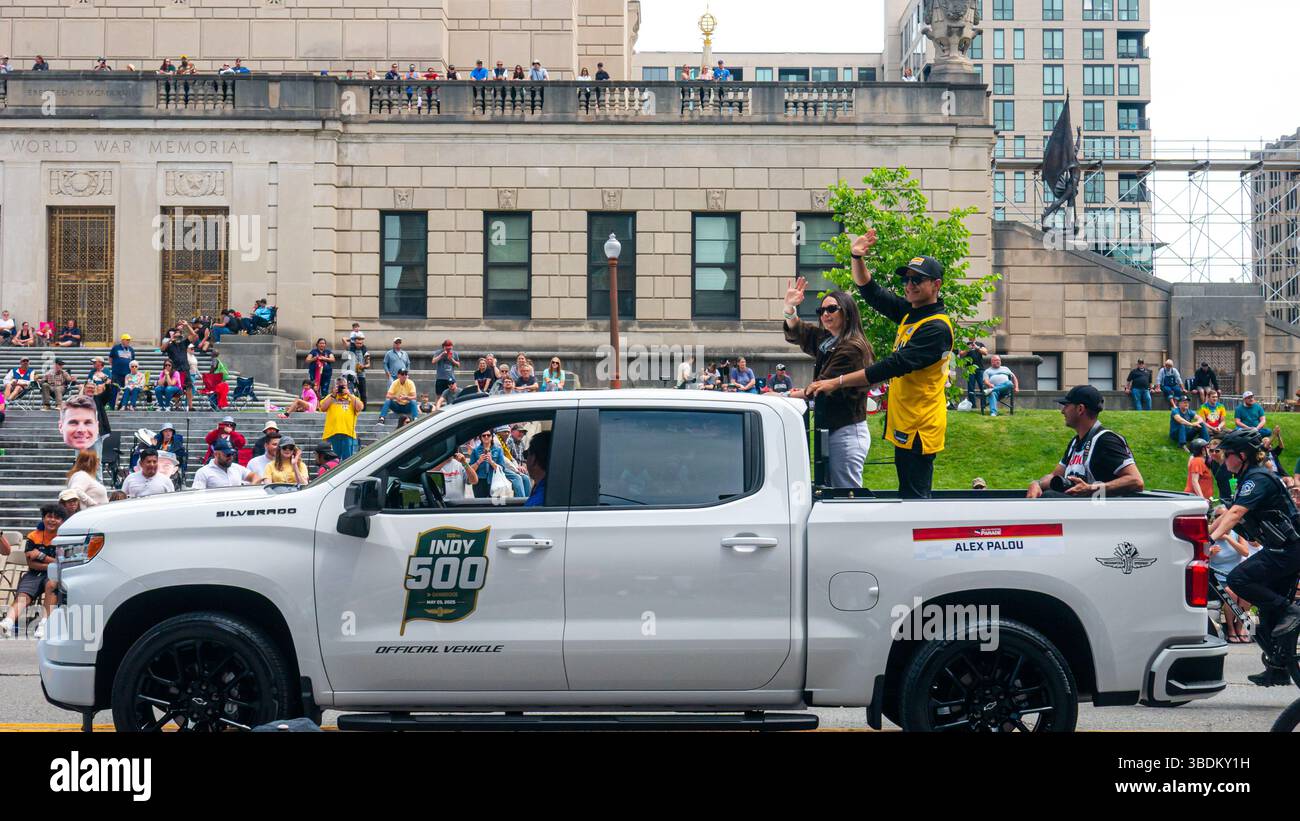 Indianapolis, USA. 24th May, 2025. Alex Palou waving as crowds of ...