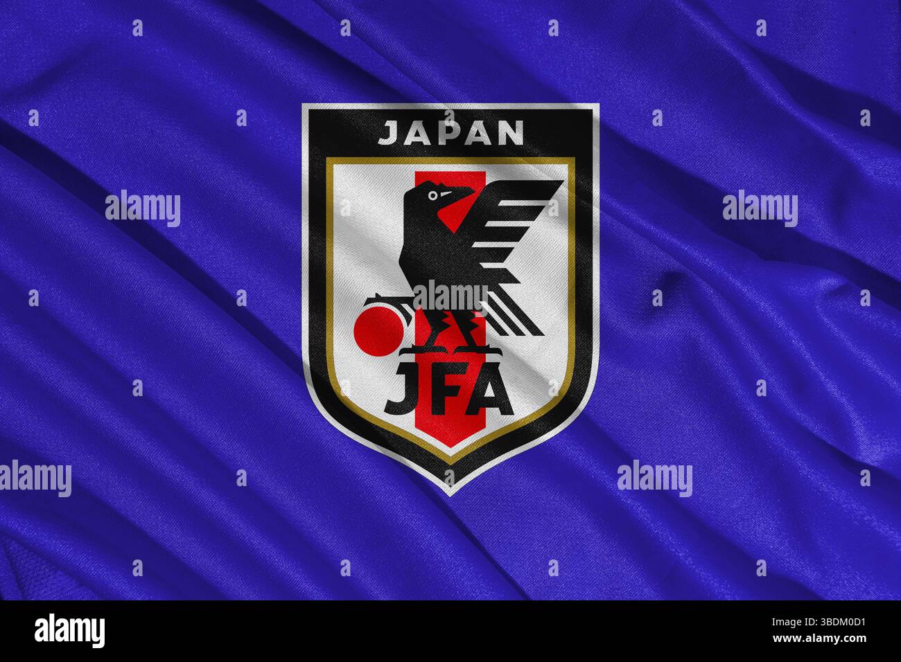pringsewu, lampung; may 28, 2025; Flag texture with japan national ...