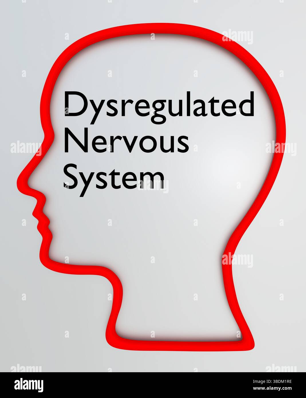 3D illustration of a red human silhouette, titled Dysregulated Nervous ...