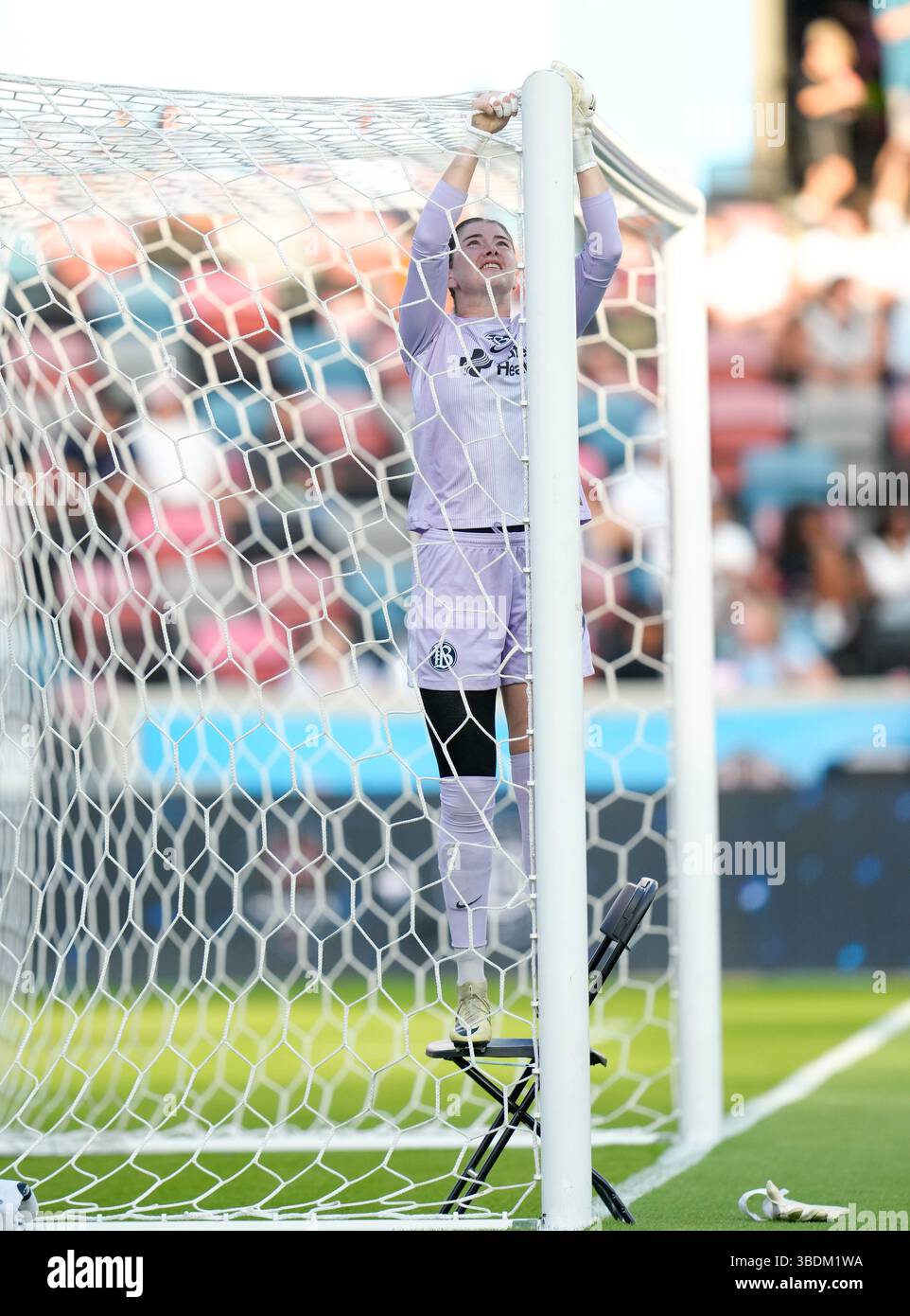 Houston, Texas, USA. 24th May, 2025. Bay FC goalkeeper JORDAN SILKOWITZ ...