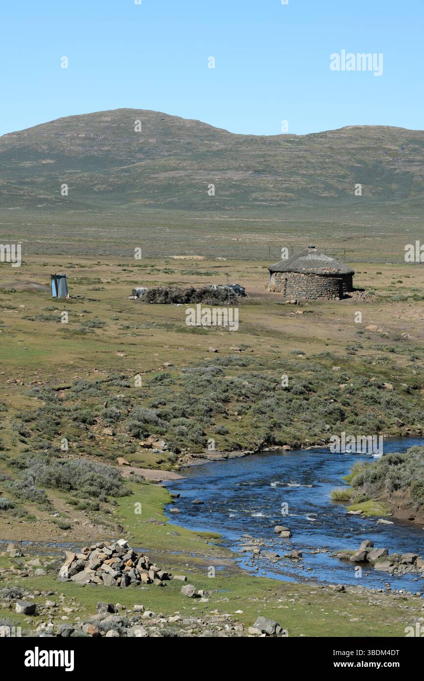 Basotho people living in stone houses, view of homes in remote ...