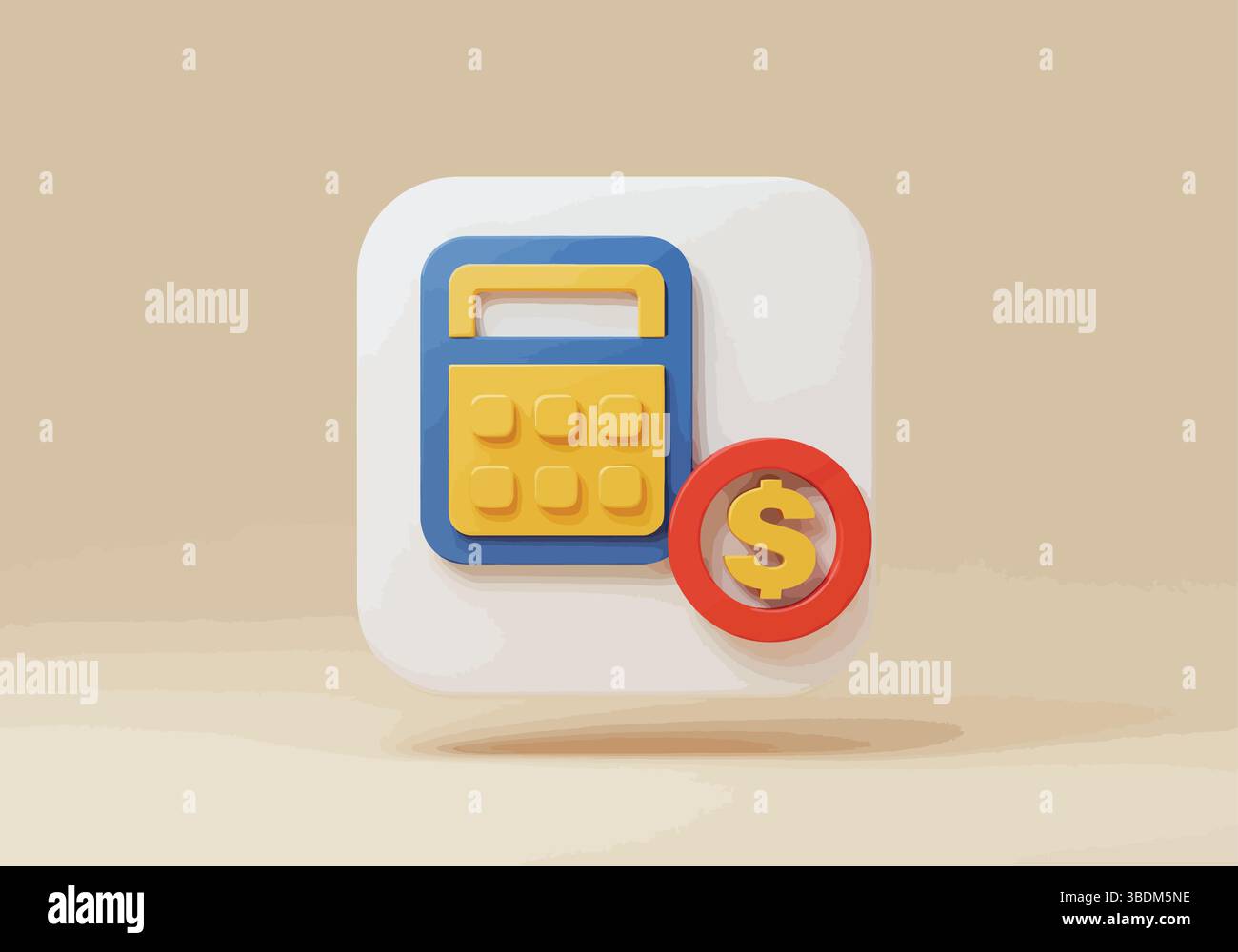 Financial Calculation Icon – 3D Rendered Calculator and Dollar Sign ...