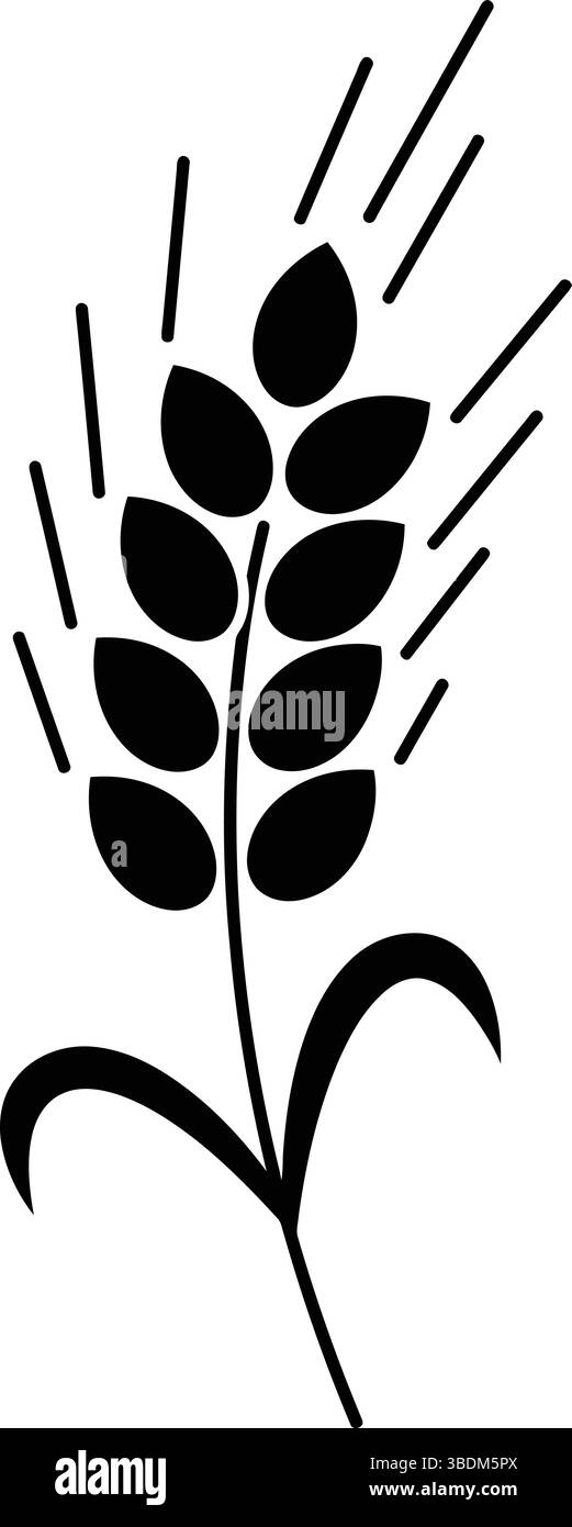 "Black and White Wheat Illustration – Stylized Agricultural Design ...