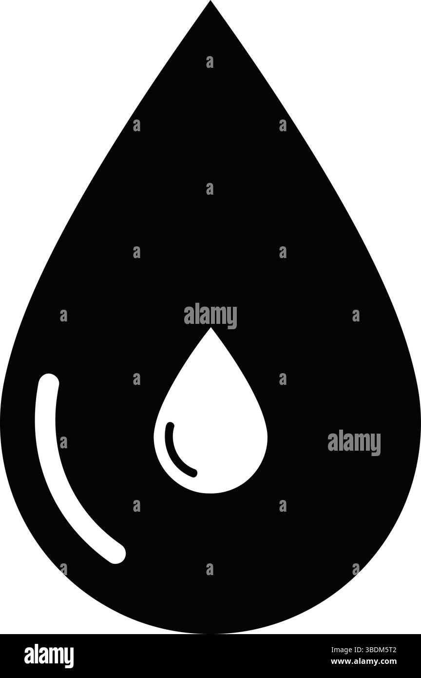 Black and White Water Drop Icon – Minimalistic Symbol of Purity and ...