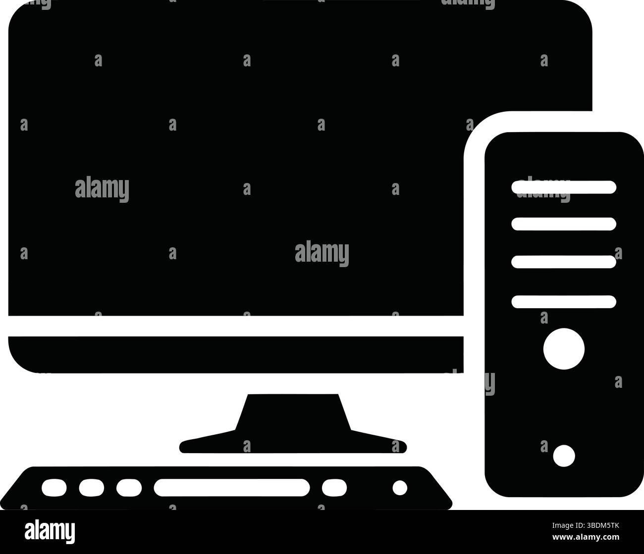 Silhouette of a Desktop Computer Setup with Monitor, CPU Tower, and Keyboard Stock Vector Image ...