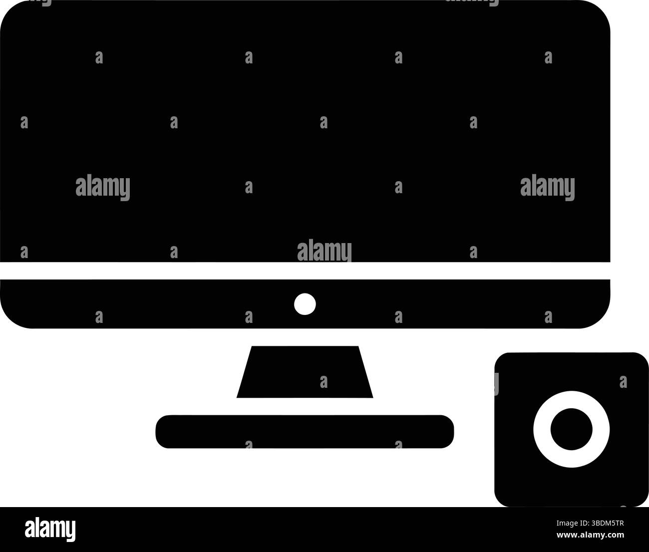 Silhouette of a Desktop Computer Setup with Monitor, CPU Tower, and Keyboard Stock Vector Image ...