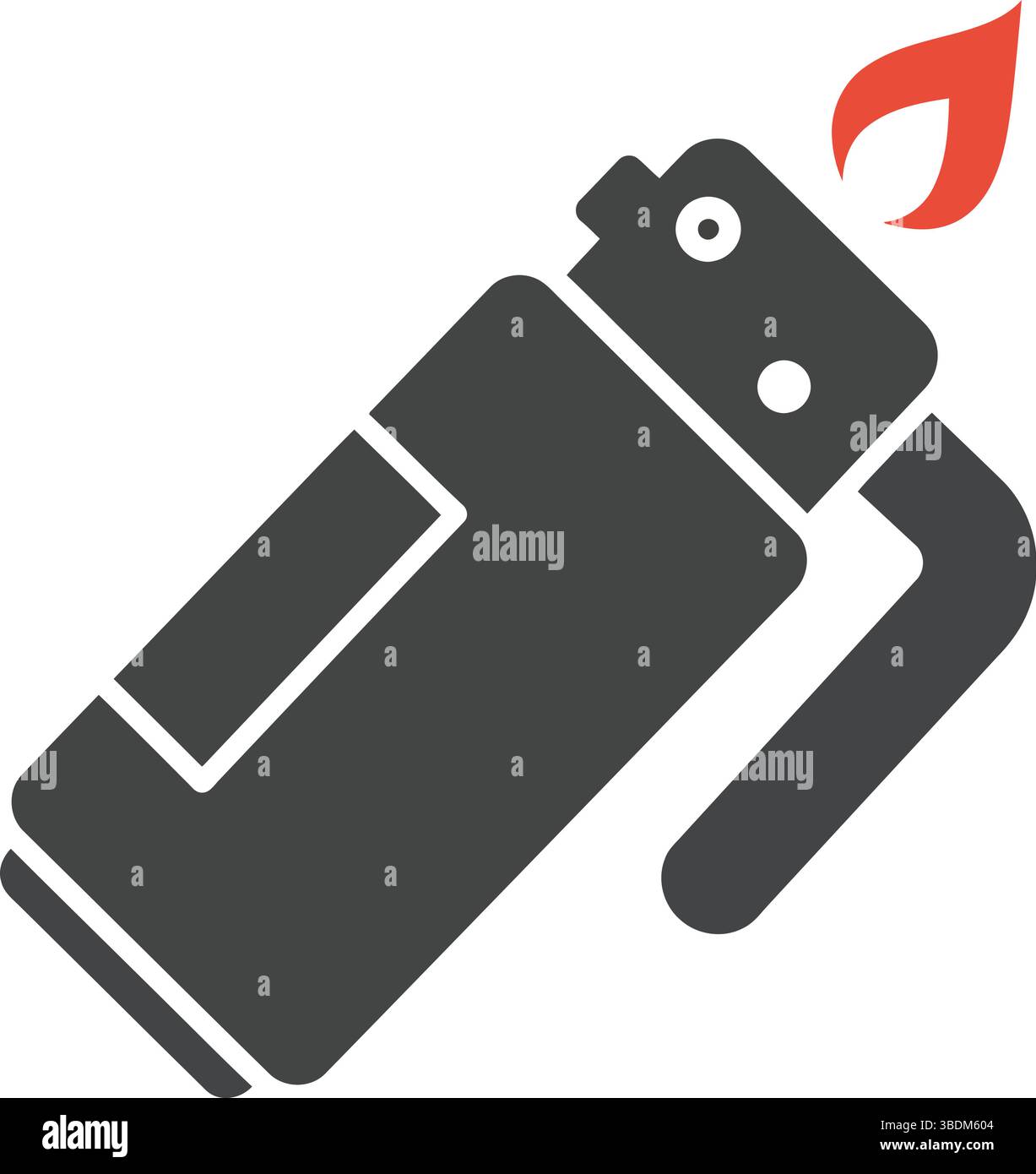 Vector Illustration of a Classic Lighter with Flame Stock Vector Image ...