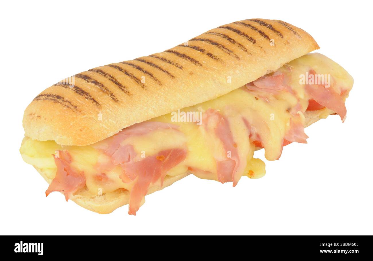 Ham And Melted Cheese Panini Sandwich isolated on a white background ...