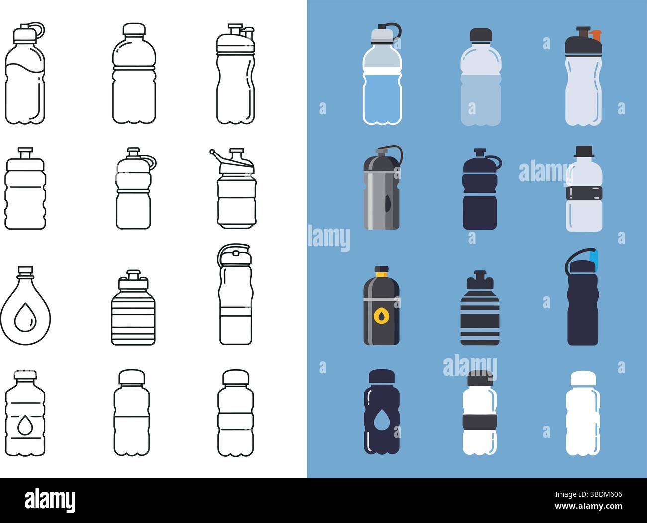 Water bottle reusable set Stock Vector Images - Alamy