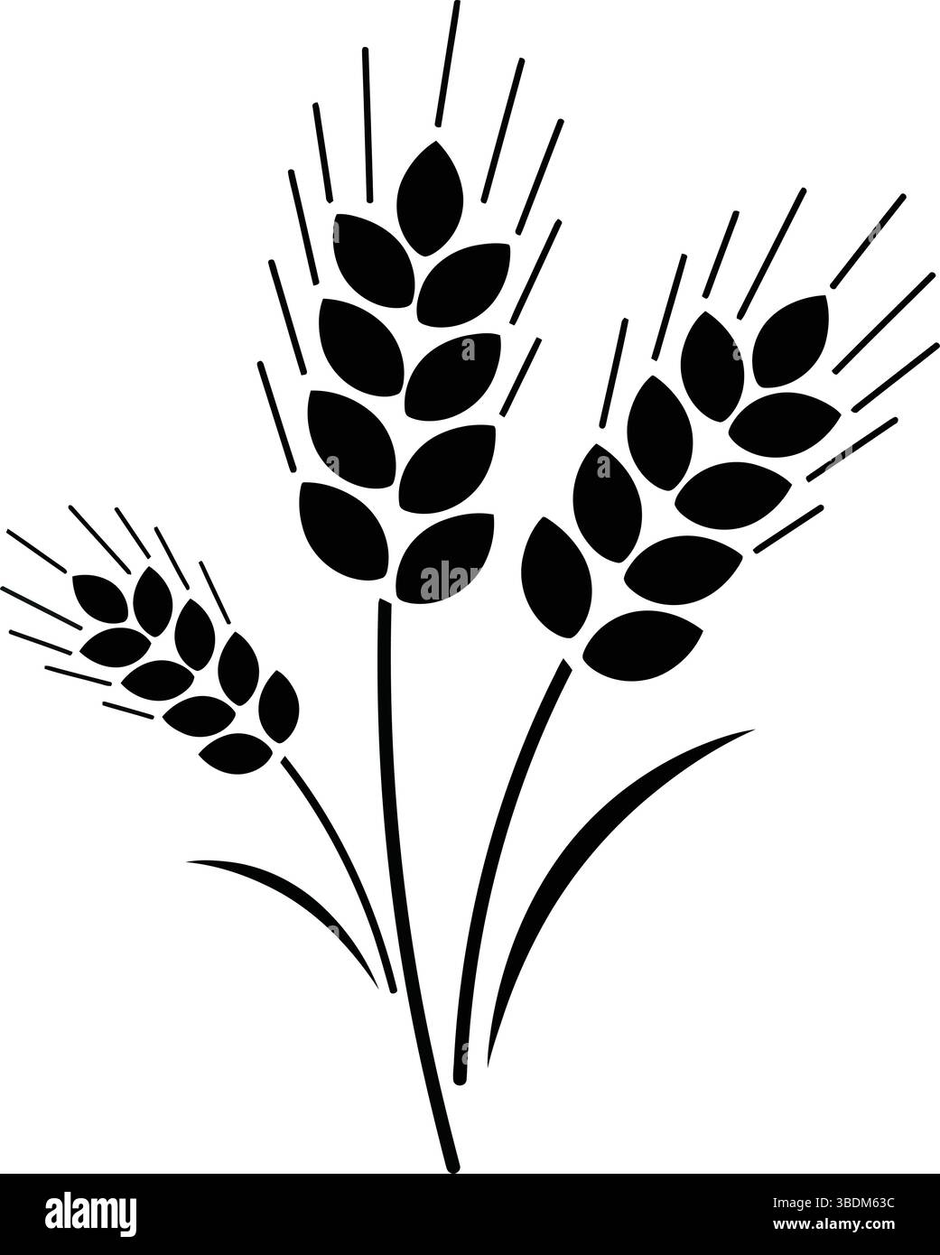 "Black and White Wheat Illustration – Stylized Agricultural Design ...