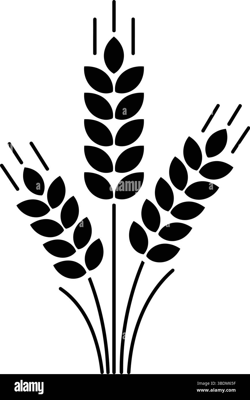 "Black and White Wheat Illustration – Stylized Agricultural Design ...