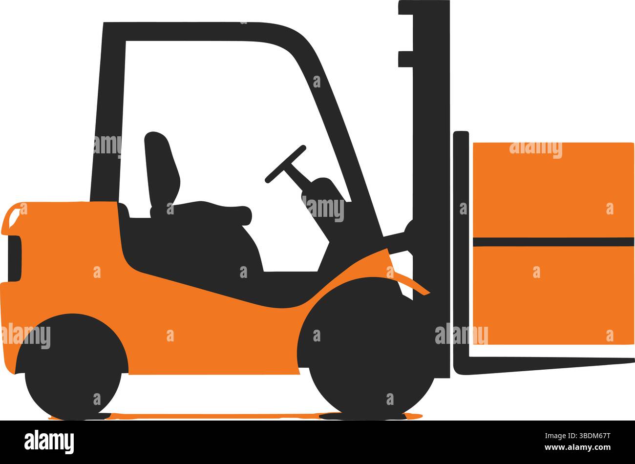 Forklift Silhouette with Orange and Black Color Scheme Stock Vector ...