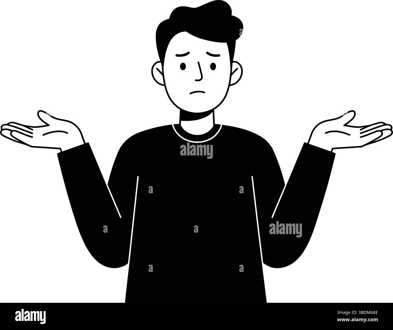 Cartoon Character Expressing Uncertainty with Shrugging Gesture Stock ...