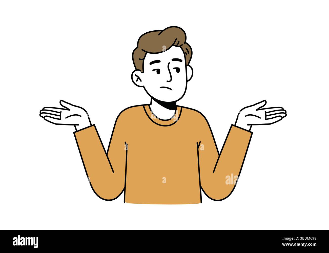 Cartoon Character Expressing Uncertainty with Shrugging Gesture Stock ...