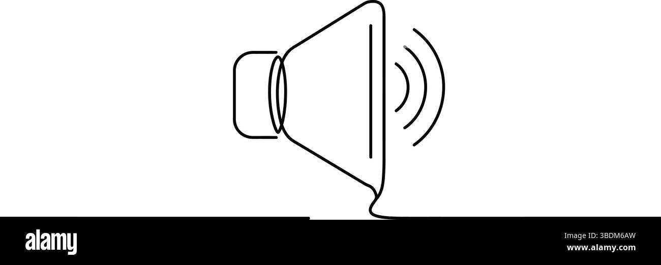 Minimalist Line Drawing of a Speaker Emitting Sound Waves Stock Vector ...