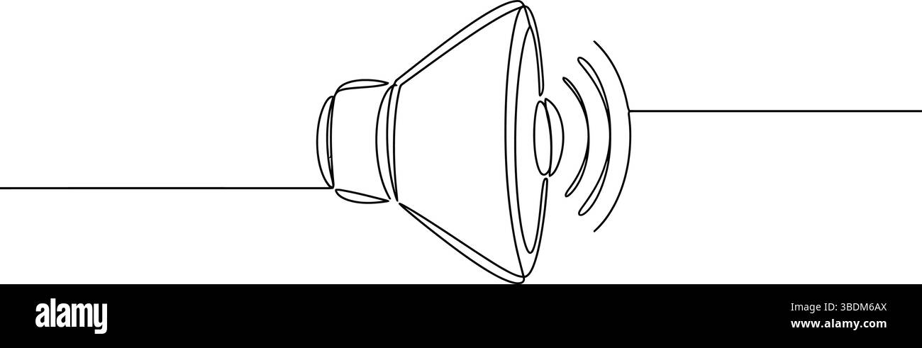Minimalist Line Drawing of a Speaker Emitting Sound Waves Stock Vector ...