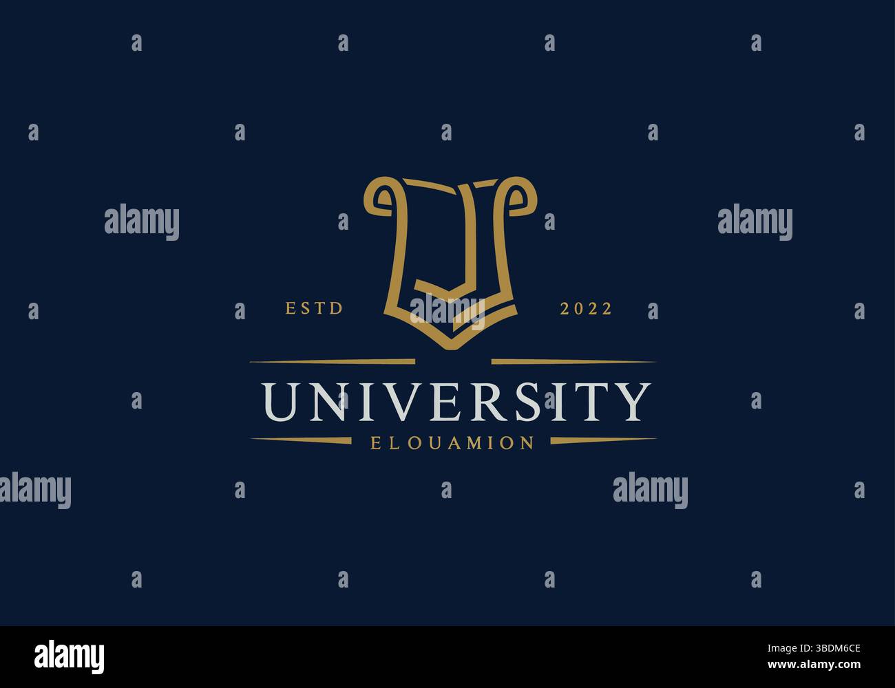 University Logo Design with Scroll Emblem and Text ESTD 2022 Stock ...
