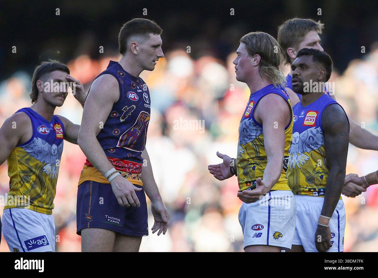 Adelaide, Australia. 25th May, 2025. Mark Keane of the Crows and Harley ...