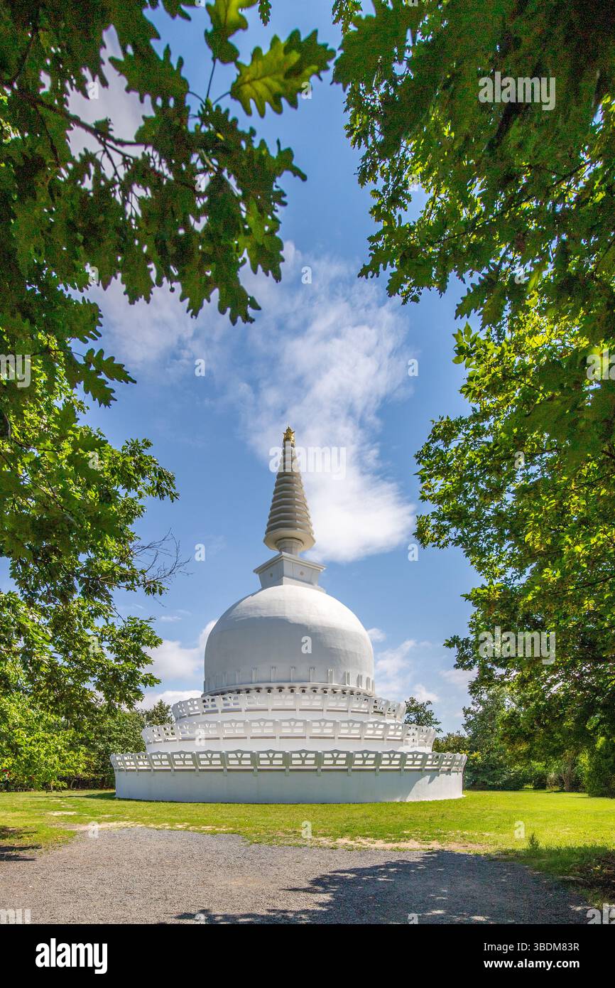 White Stupa, Temple of Peace, Buddhism religion in Hungary at Lake ...