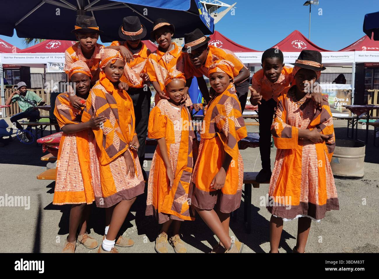 Windhoek, Namibia. 24th May, 2025. A dance group poses for a photo ...