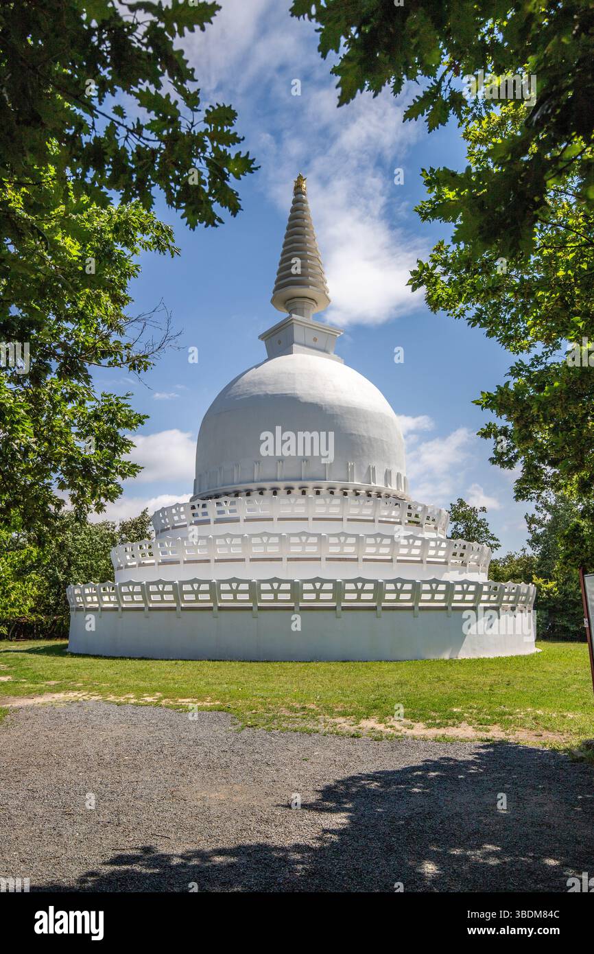 White Stupa, Temple of Peace, Buddhism religion in Hungary at Lake ...