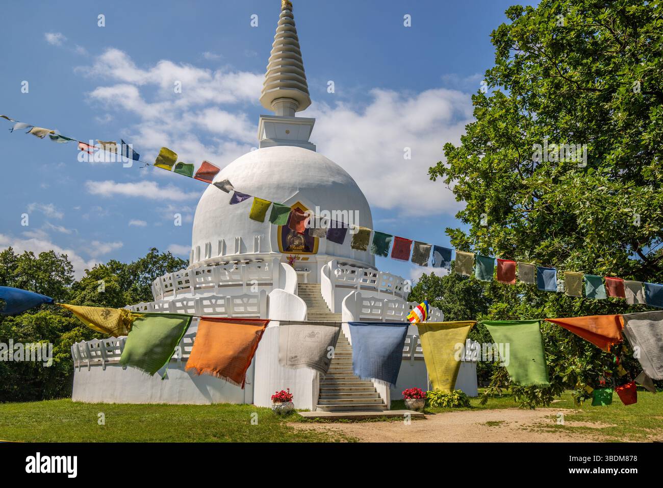 White Stupa, Temple of Peace, Buddhism religion in Hungary at Lake ...