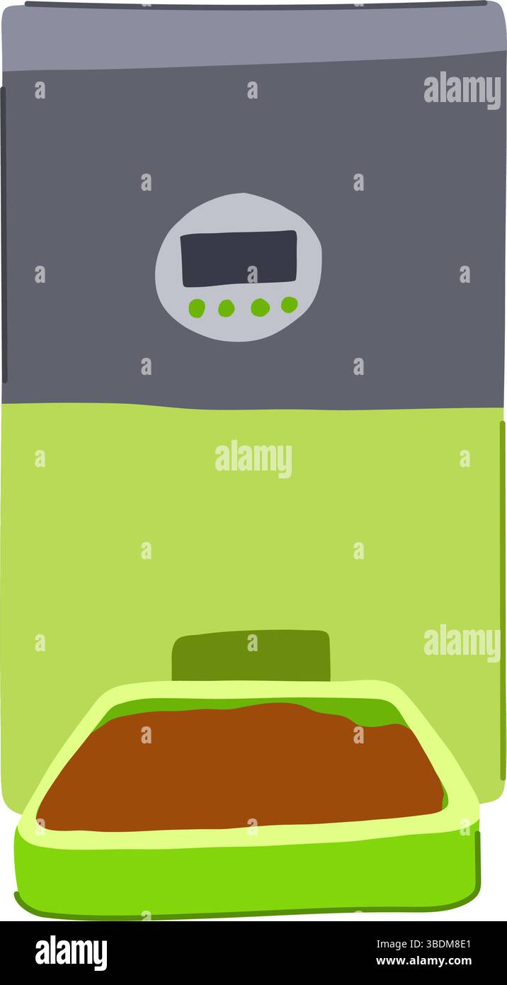 control automatic pet feeder cartoon vector illustration Stock Vector ...