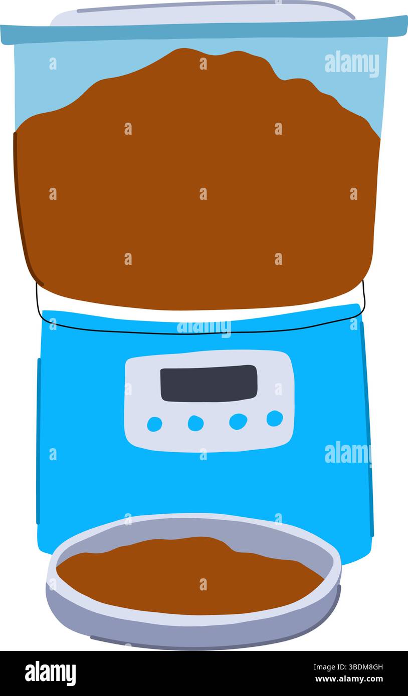 dog automatic pet feeder cartoon vector illustration Stock Vector Image ...