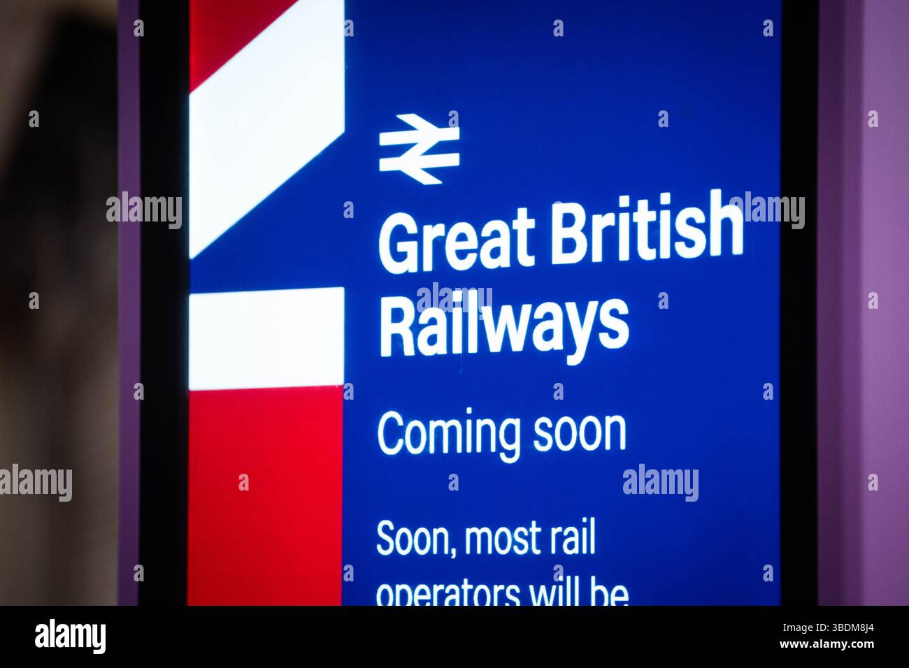 Signage at Waterloo train station in central London as South Western ...